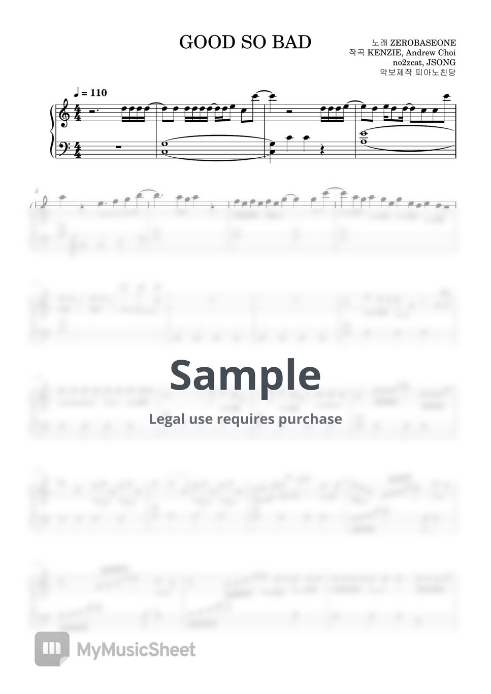 ZEROBASEONE - GOOD SO BAD (C key) Sheets by 피아노친당