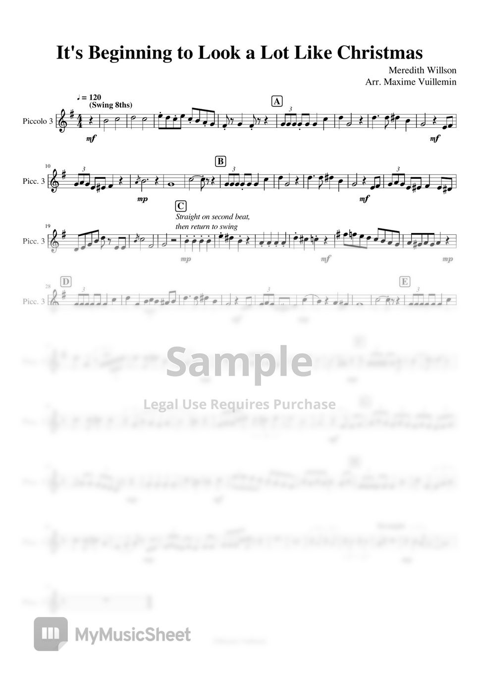 Meredith Willson - It's Beginning to Look a Lot like Christmas 曲谱 by Maxime Vuillemin