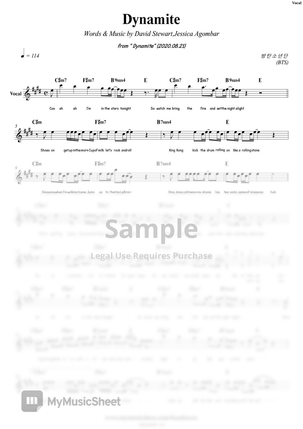 방탄소년단 (BTS) - Dynamite | 멜로디/MR Sheets by COVER SKILLS