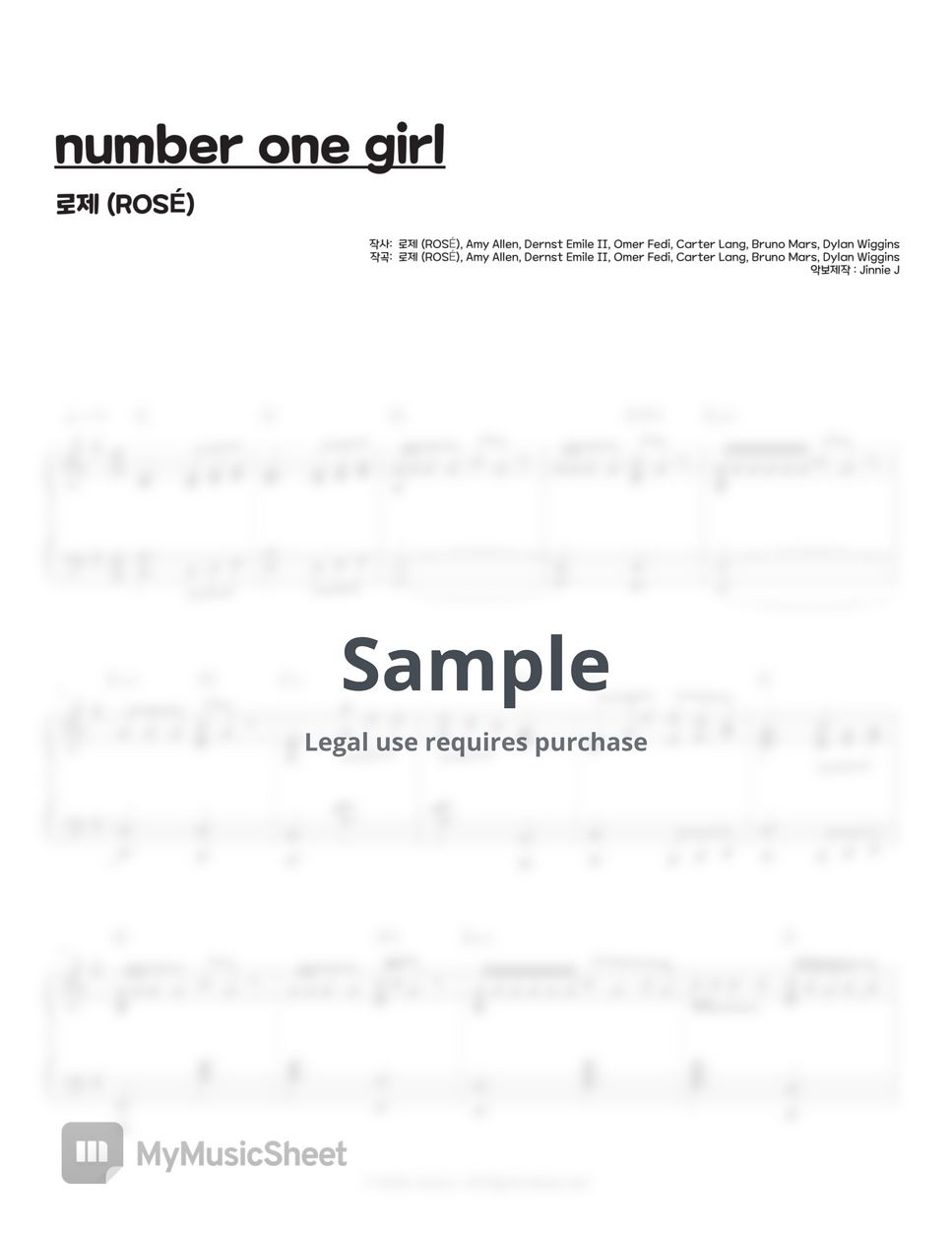 ROSÉ (로제) - number one girl Sheet Music by Jinnie J