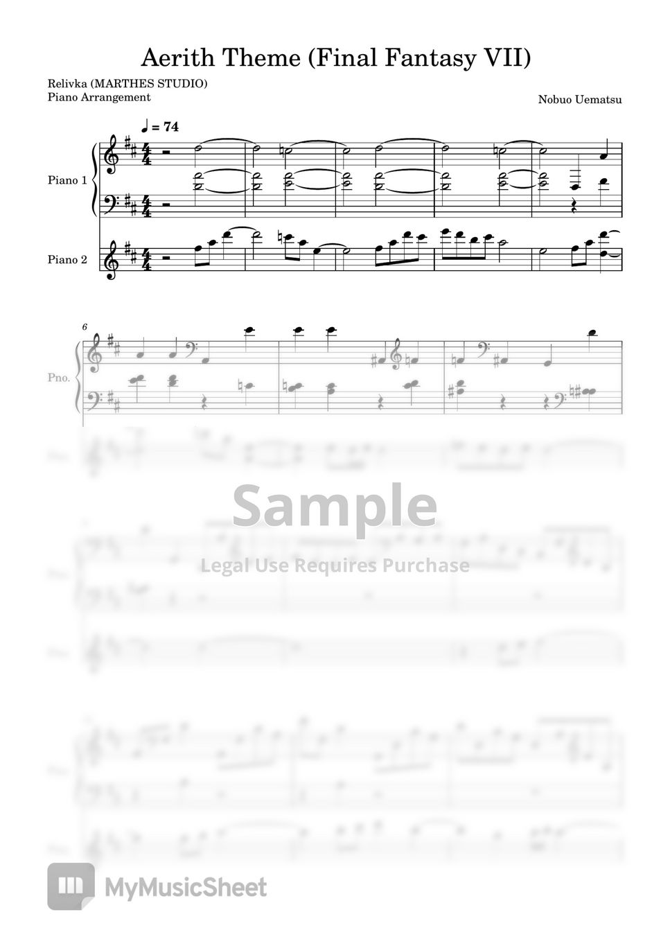 Nobuo Uematsu - Aerith Theme (Final Fantasy VII) แผ่น by Relivka ...