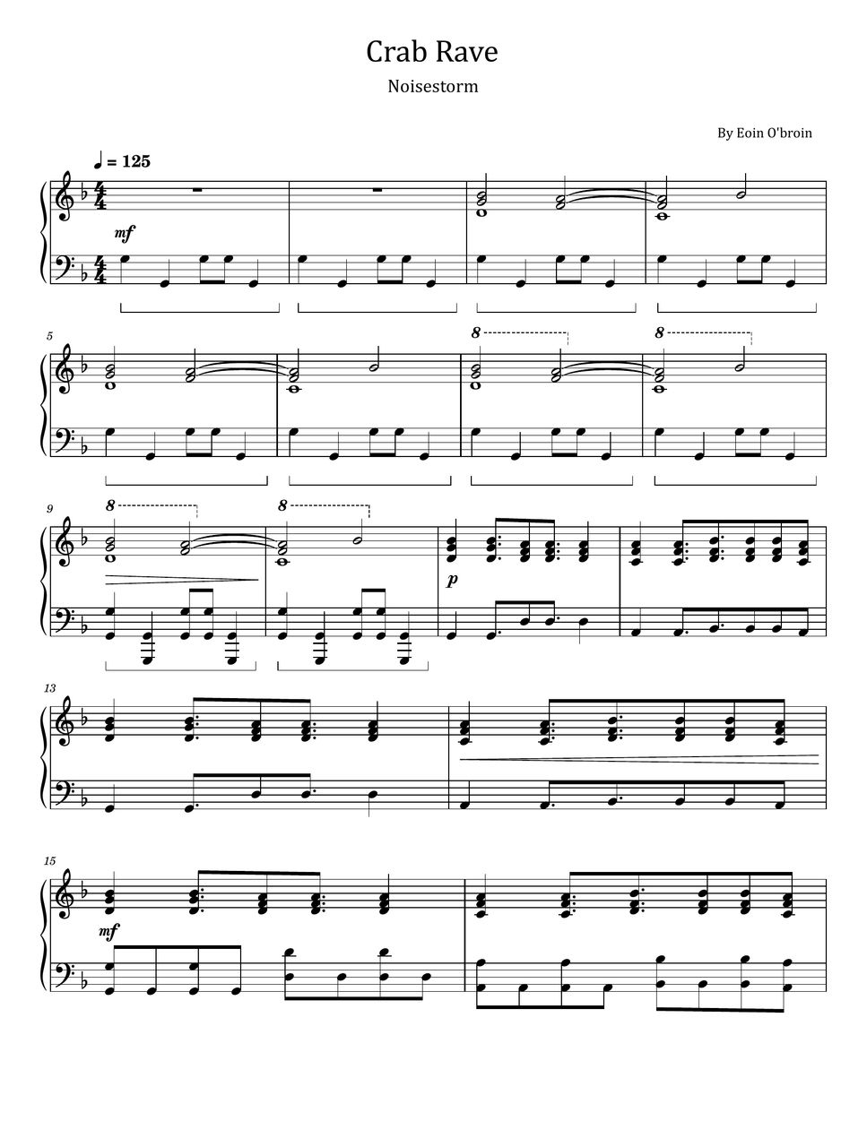 Eoin O'broin - Crab Rave (For Piano Solo) 악보 by poon