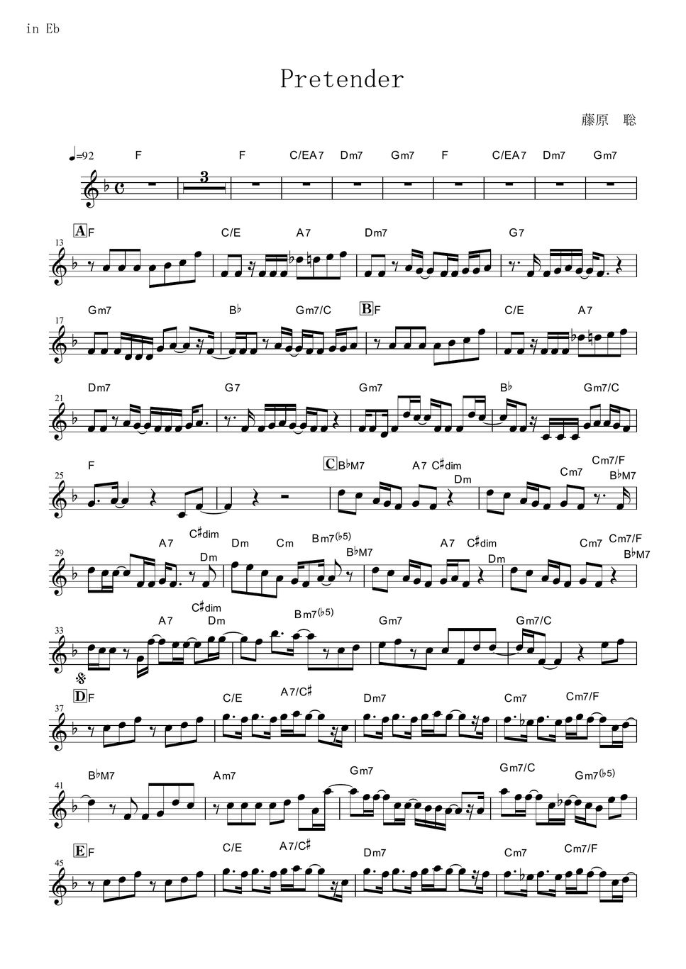 Official髭男dism - Pretender 楽譜 by muta-sax