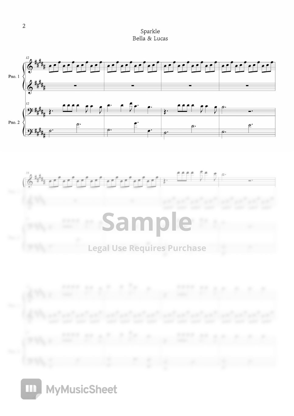 Your Name - Sparkle (4hands piano) 악보 by BELLA&LUCAS