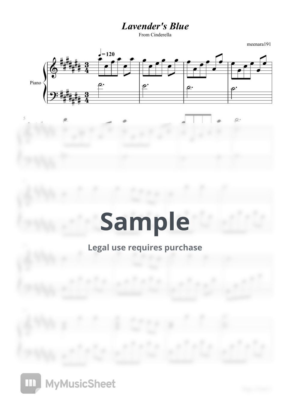 民谣 - Lavenders Blue (英国民谣) Sheet Music by dogemusic