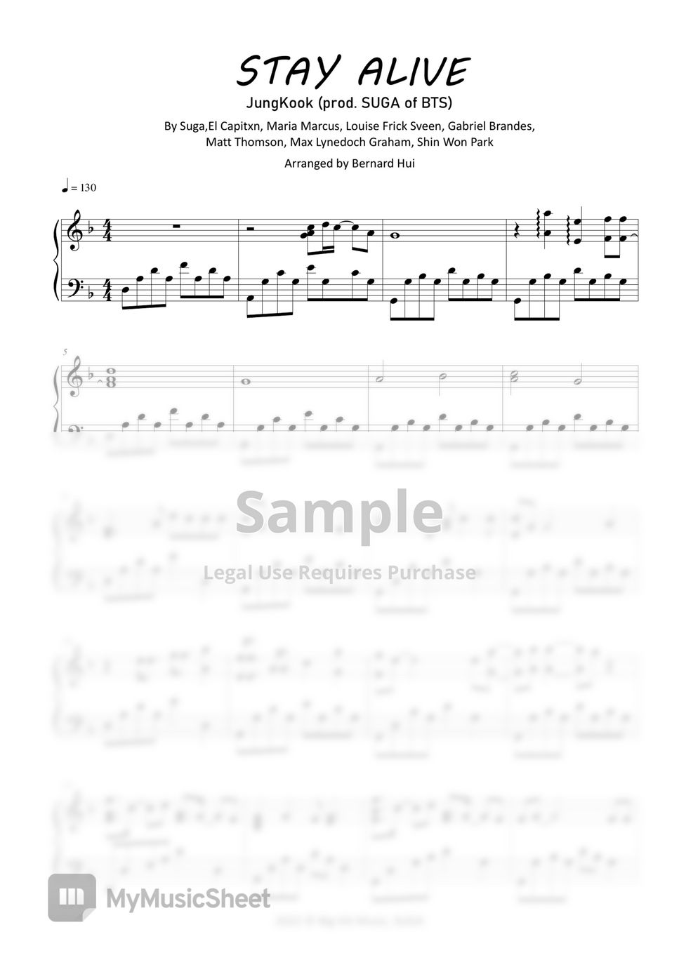 BTS - Stay Alive Sheets by Bernard Hui