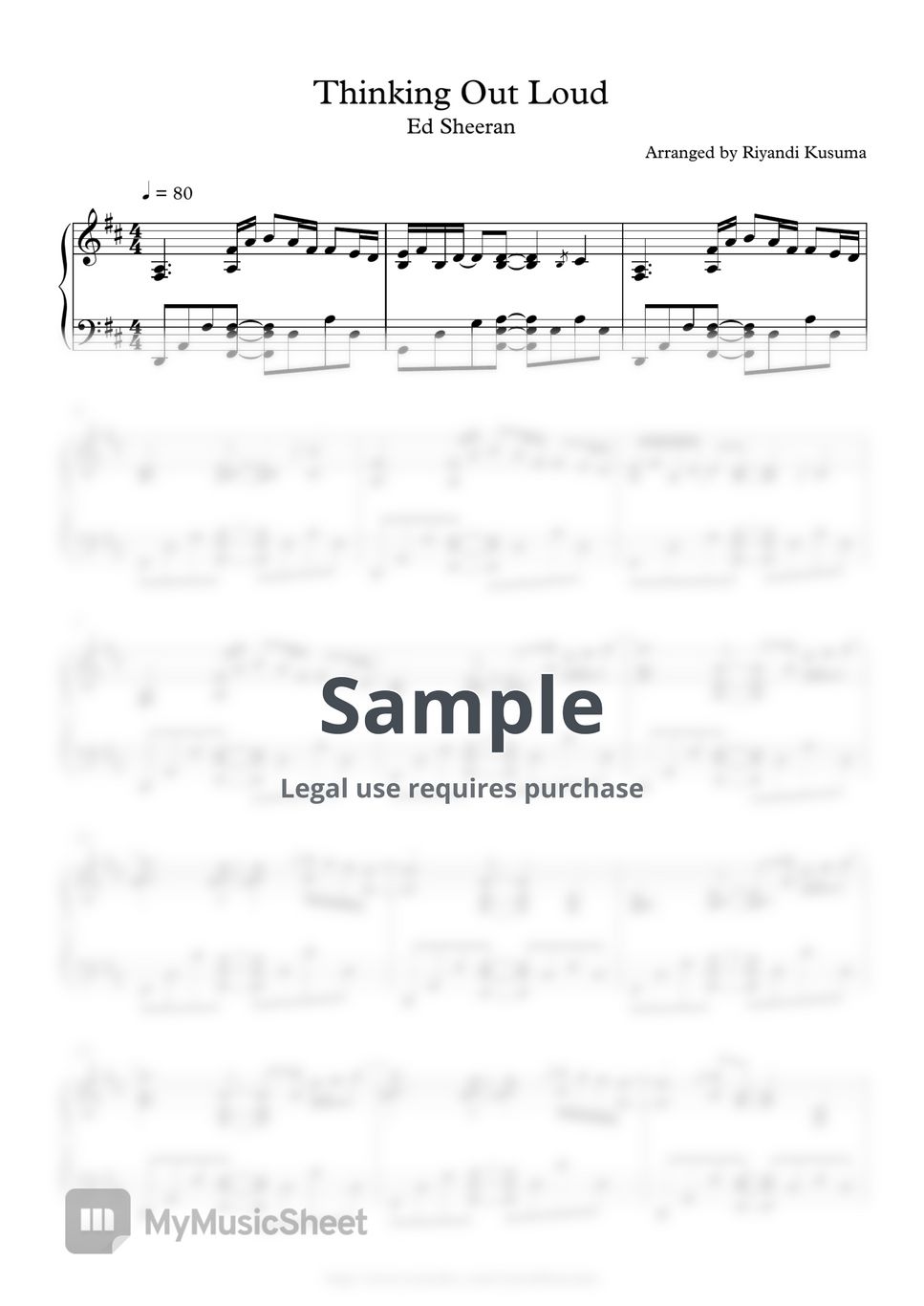 Ed Sheeran - Thinking Out Loud 악보 by Riyandi Kusuma