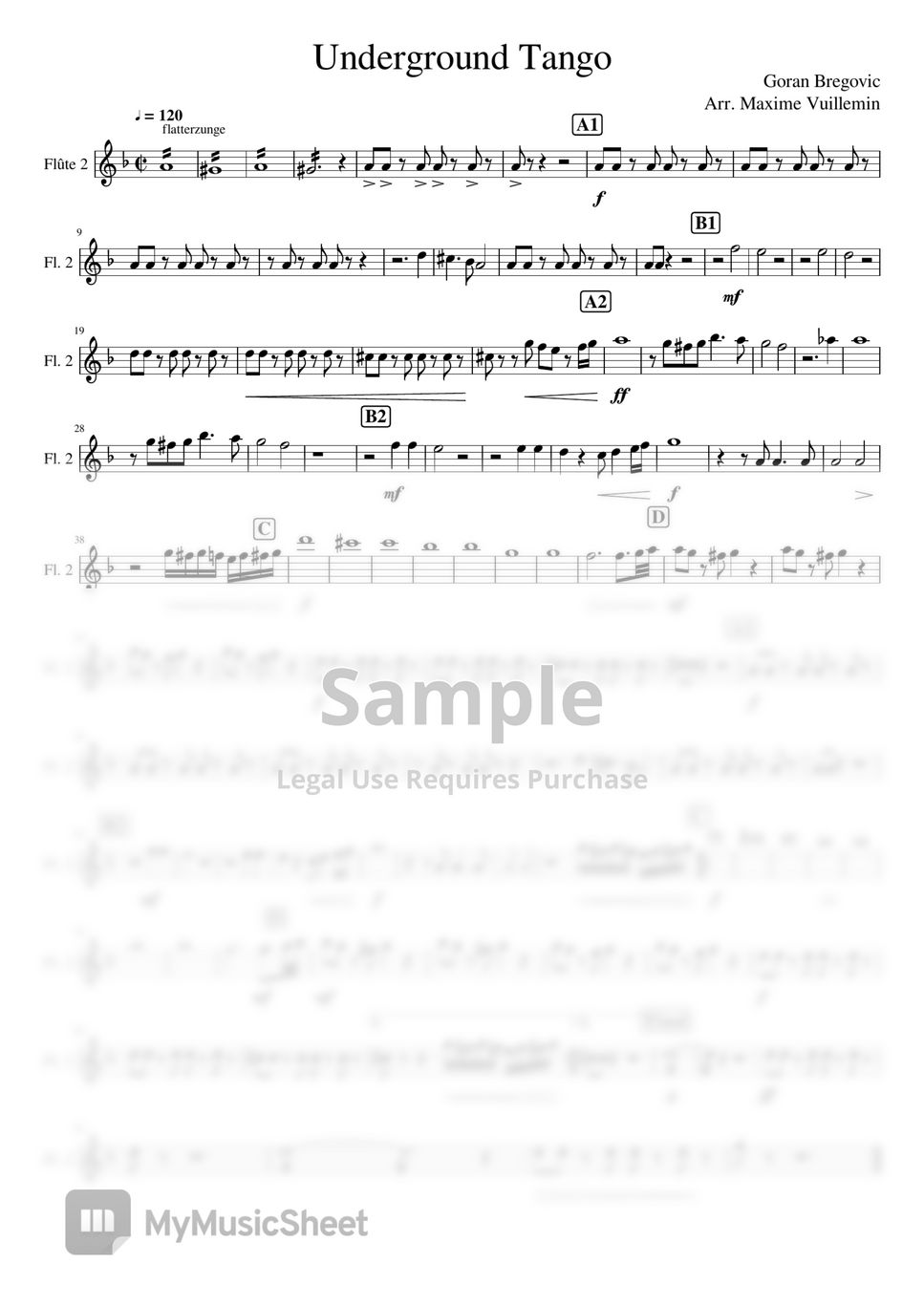 Goran Bregovic - Underground Tango (Underground, '95) Partitura by Maxime Vuillemin