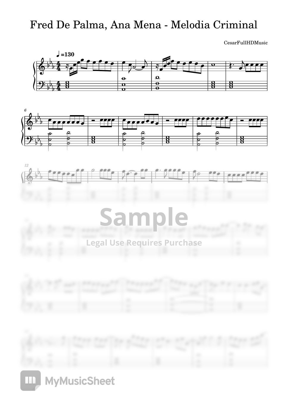 Fred De Palma, Ana Mena - Melodia Criminal Sheets