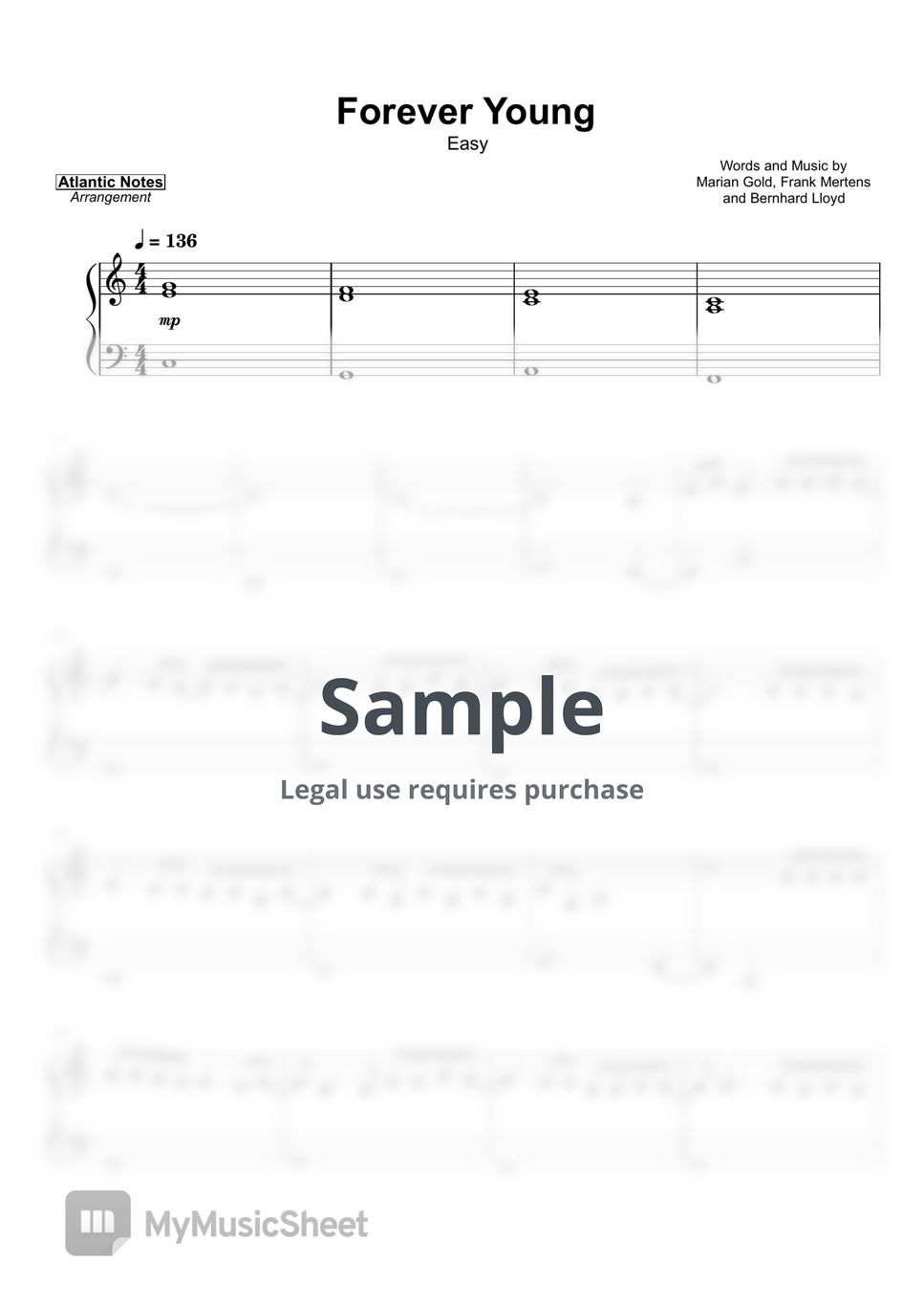 Alphaville - Forever Young 악보 by Atlantic Notes