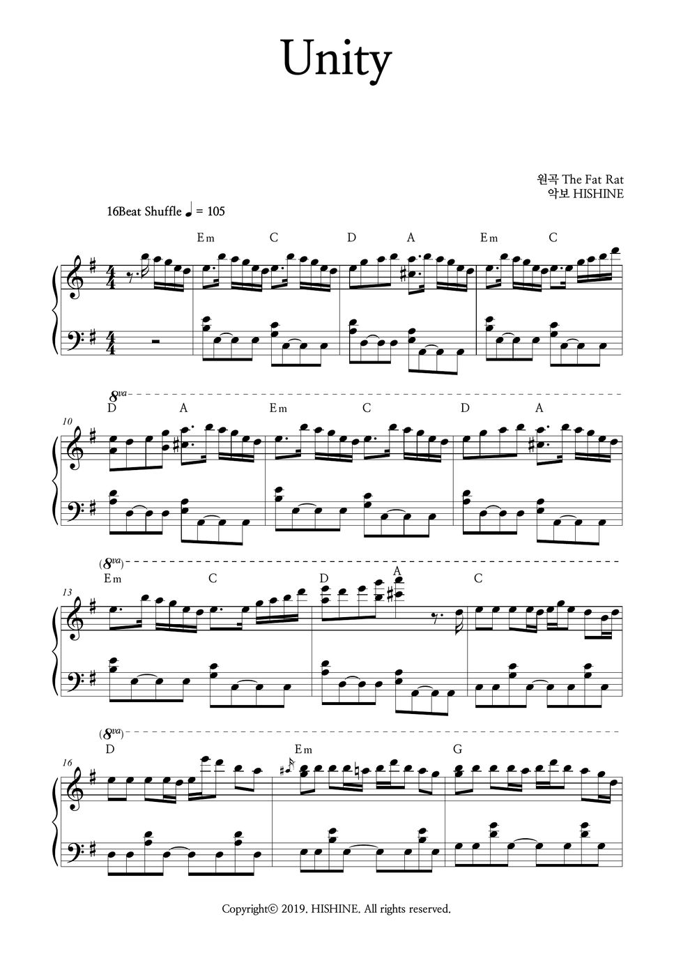 The Fat Rat - Unity 악보