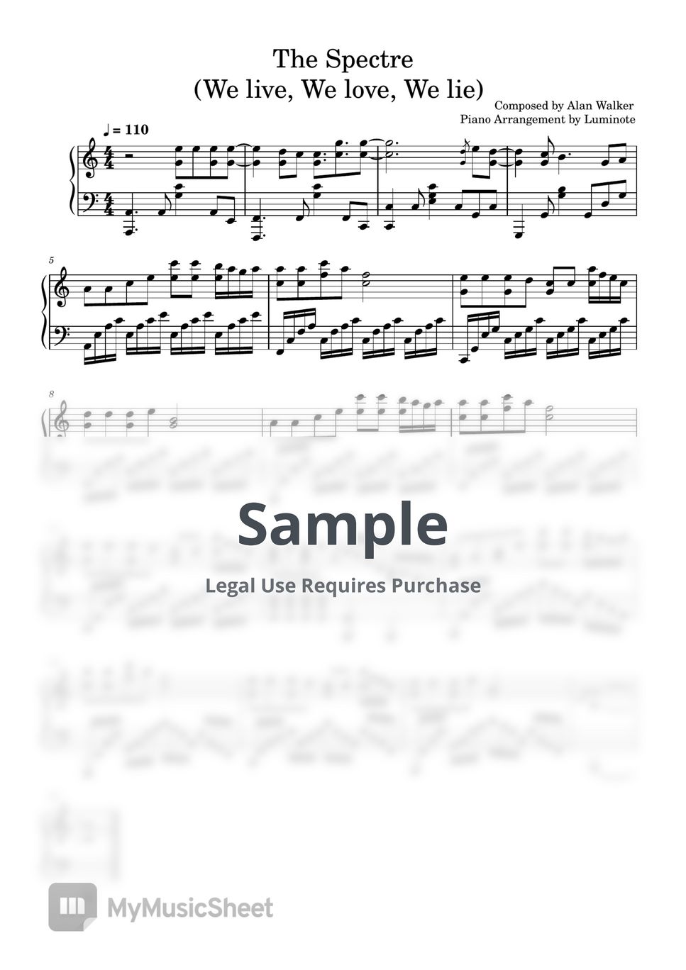 Alan Walker - The Spectre Sheets by Luminote