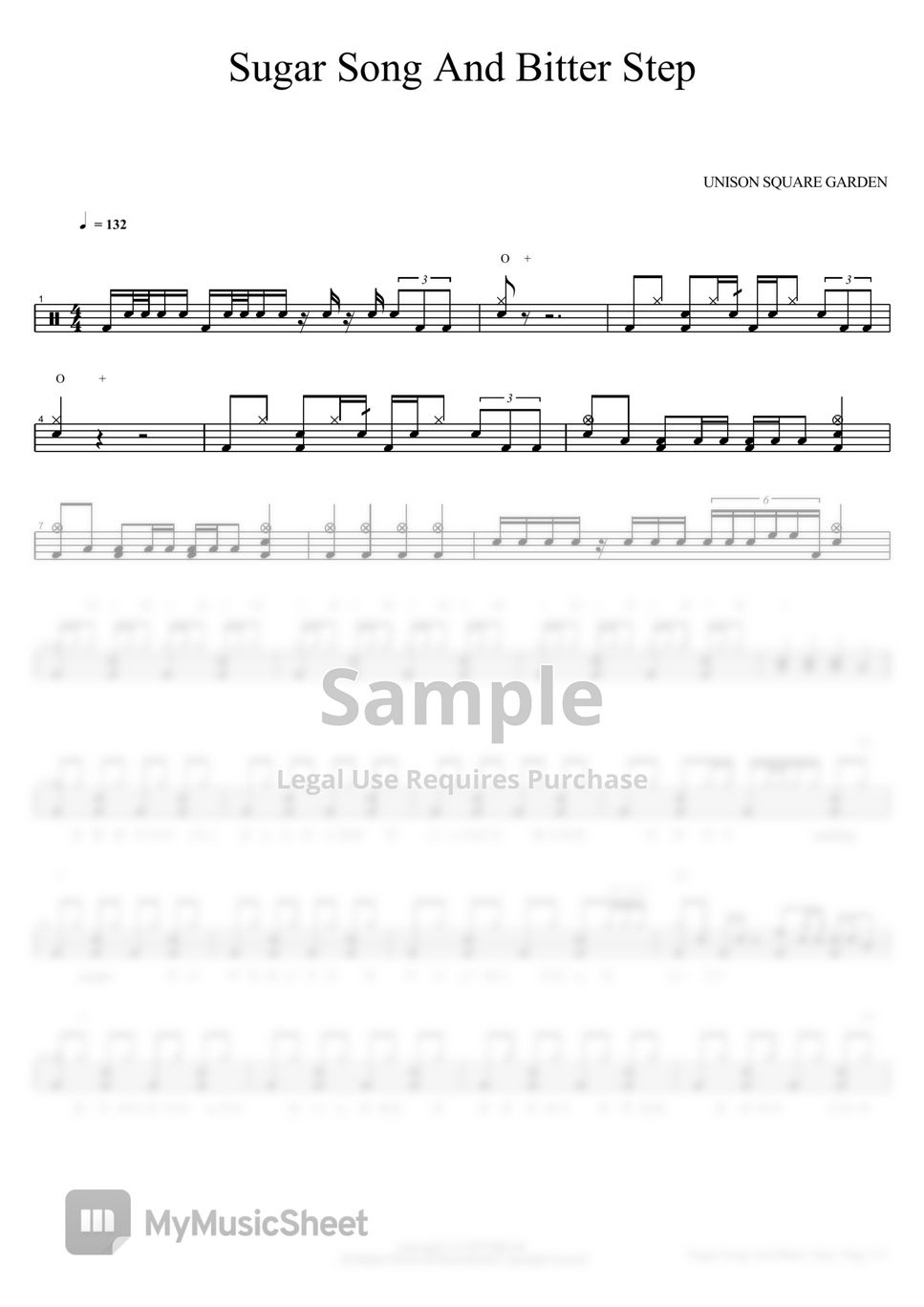 unison square garden - sugar song to bitter step 악보 by COPYDRUM