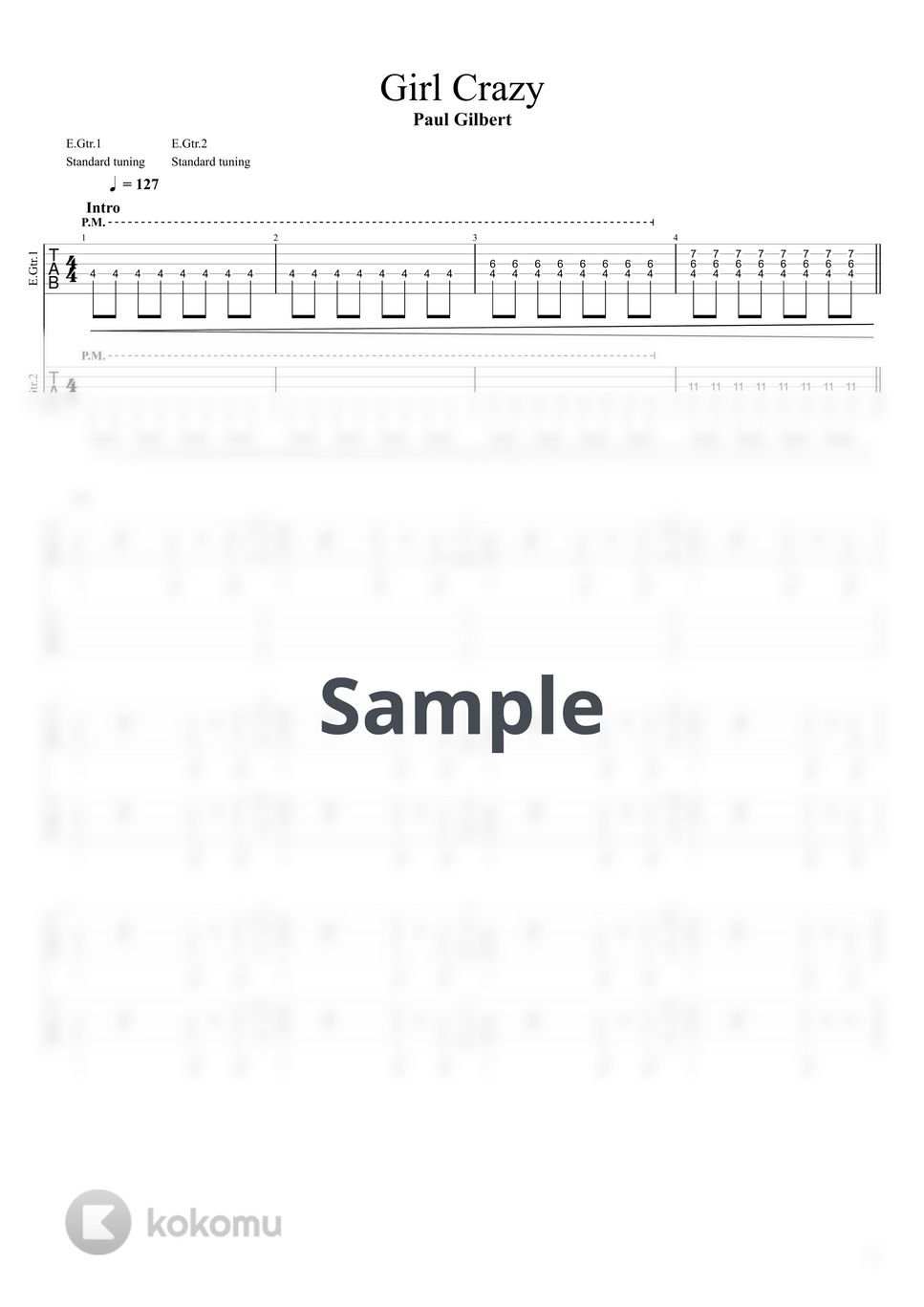 Paul Gilbert - Girl Crazy 楽譜 by Shell in a Closet