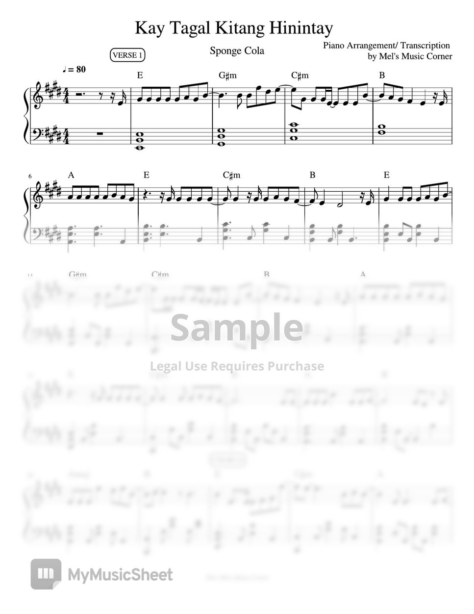 Sponge Cola - Kay Tagal Kitang Hinintay (piano sheet music) Sheet Music ...