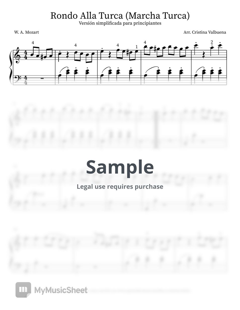 Mozart - Marcha Turca versión fácil Nutowy by Cristina Valbuena