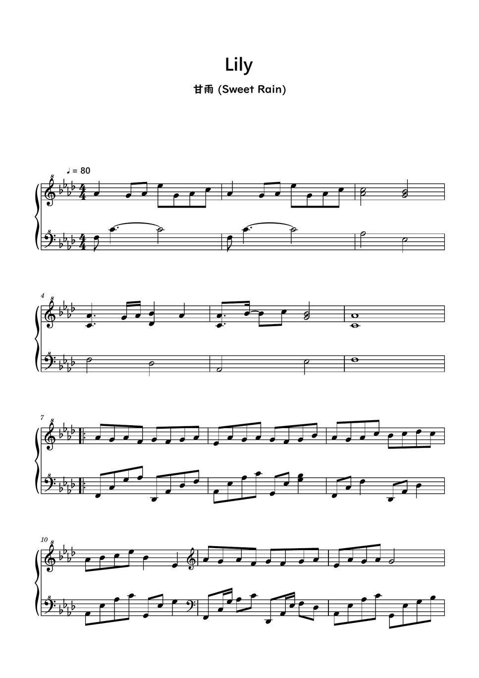 Sweet Rain - Lily (Sheet Music, MIDI,) Sheets by sayu