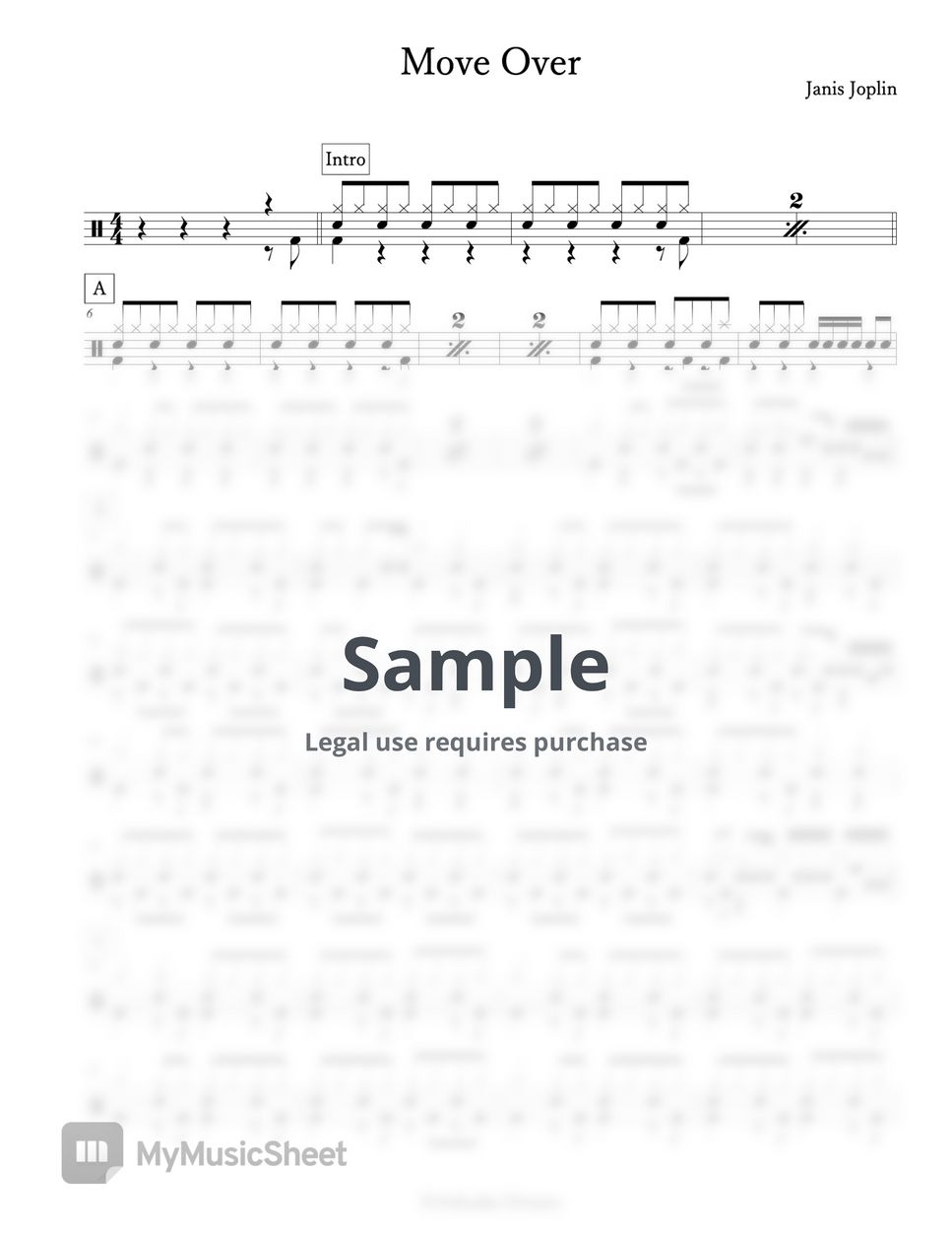 Janis Joplin - Move Over Sheets by Arkadia Drums