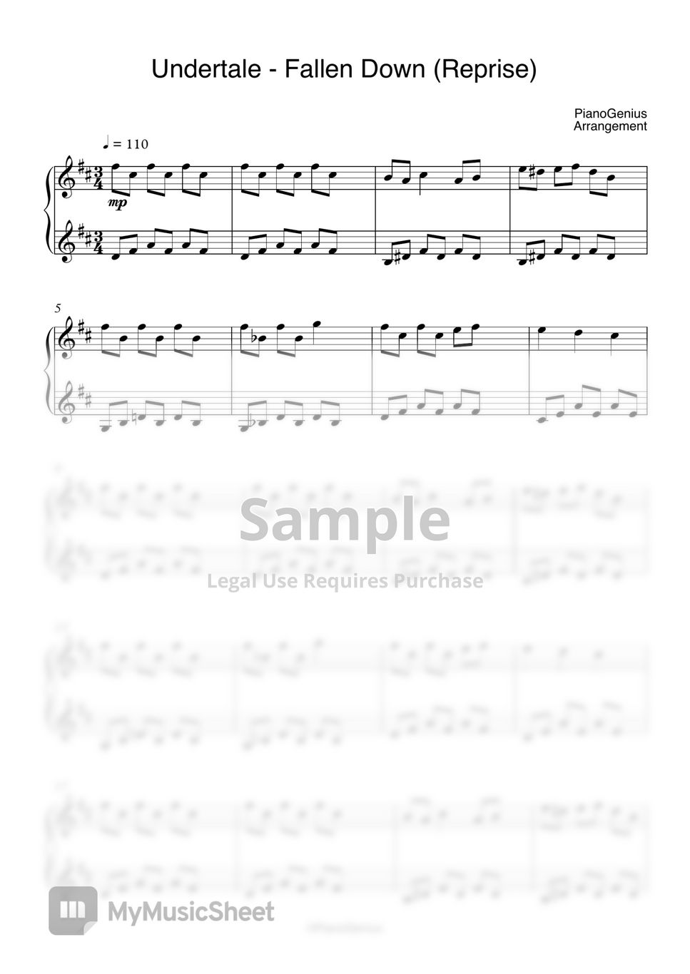 Undertale - Fallen Down Sheet Music by PianoGenius