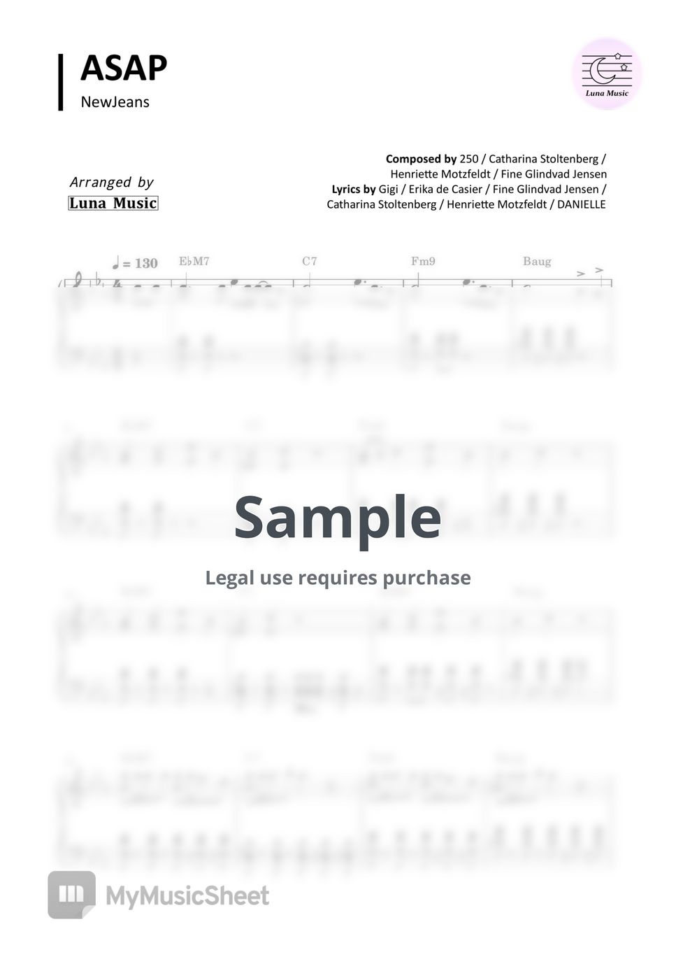 NewJeans - ASAP (Original Piano Sheet) แผ่น by 𝐋𝐮𝐧𝐚 𝐌𝐮𝐬𝐢𝐜