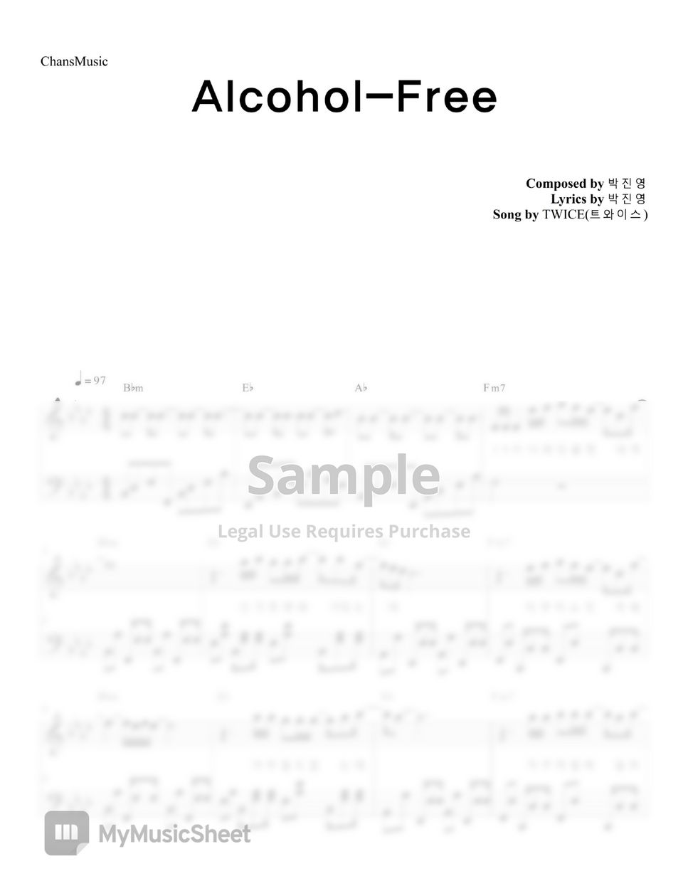 TWICE(트와이스) - Alcohol-Free (Easy Version) Sheet Music by ChansMusic