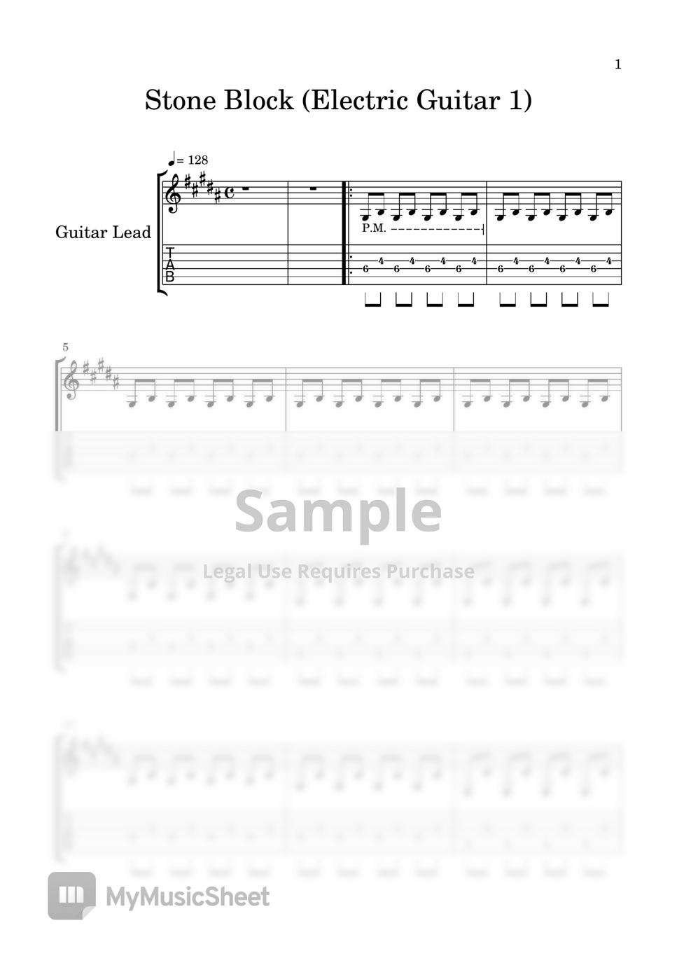 Ha Hyun Woo - Stone Block (guitar 1) Tab + pontuação de linha única by ...
