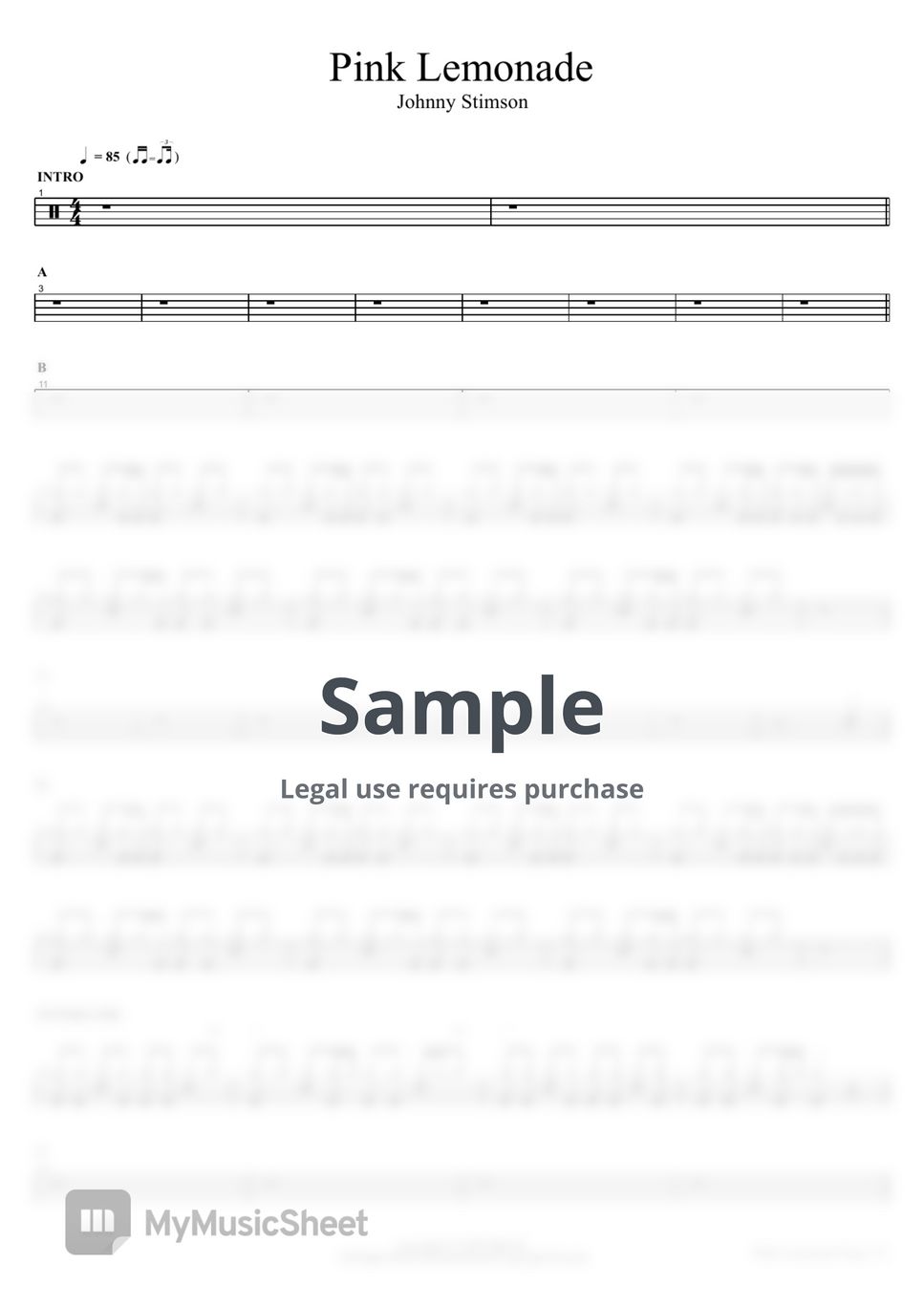 Johnny Stimson - Pink Lemonade Sheet Music by copydrum