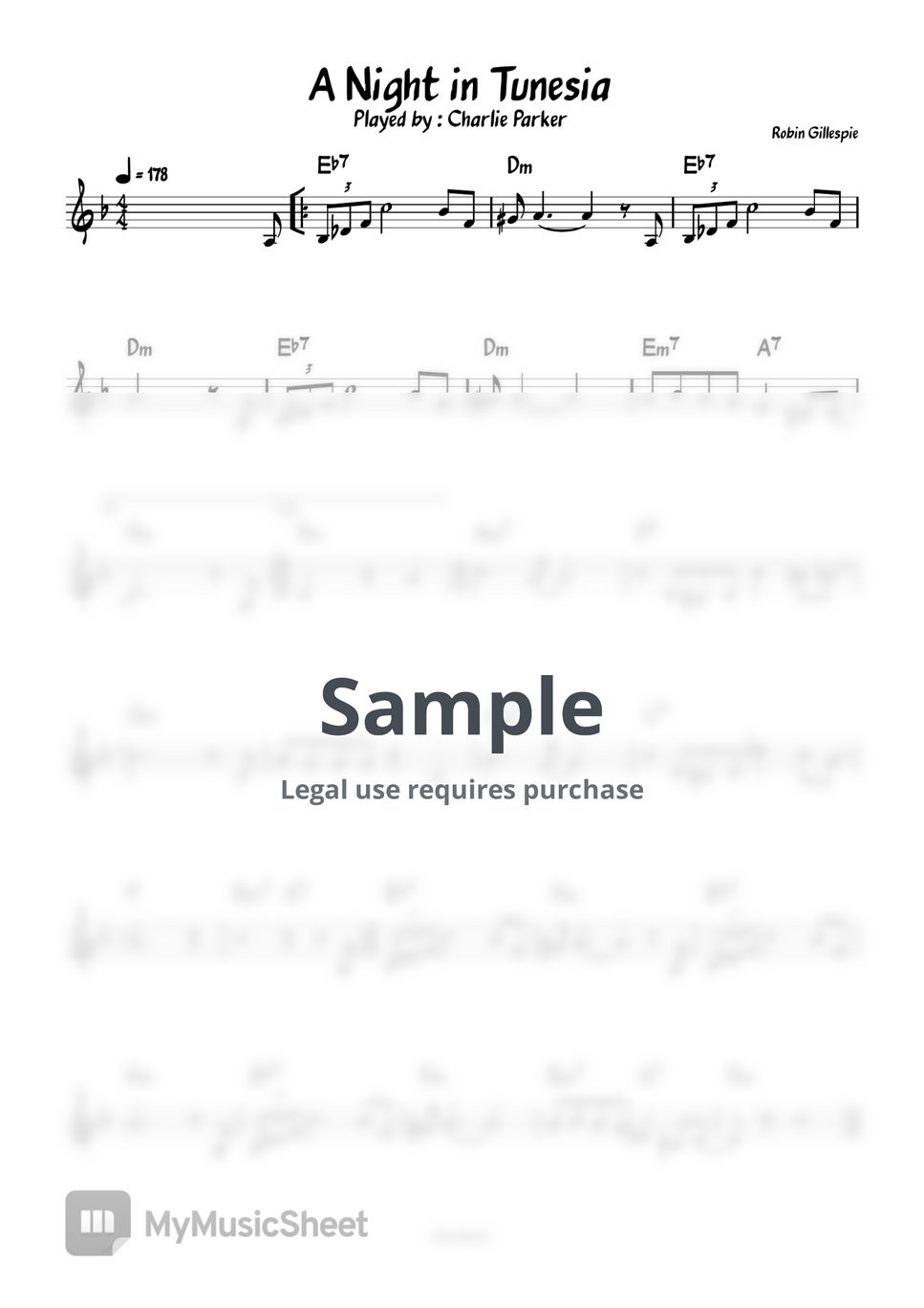 Robin Gillespie - A Night In Tunesia Sheets by Won, Jong Hwa