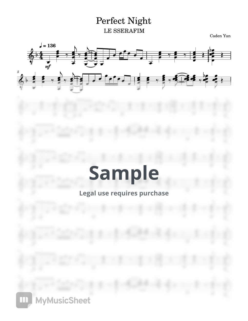 LE SSERAFIM - Perfect Night (Guitar Version) 악보 by Caden Yun