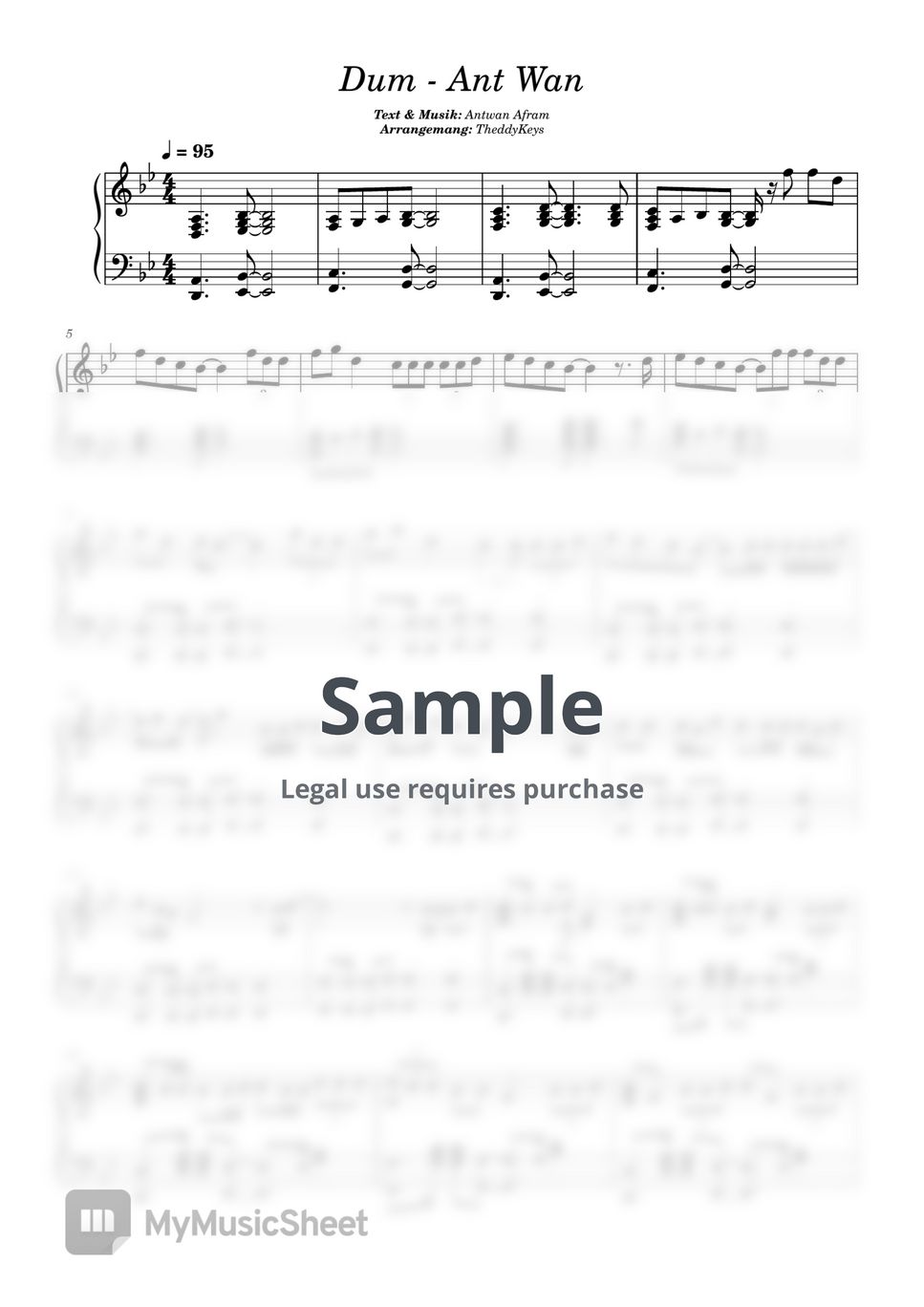 Ant Wan - Dum Piano Sheet Music PDF | TheddyKeys | mymusic5