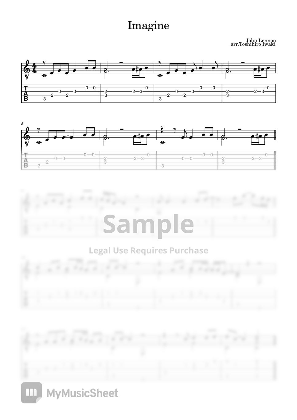 John Lennon - IMAGINE Tab + 1staff by Toshihiro Iwaki