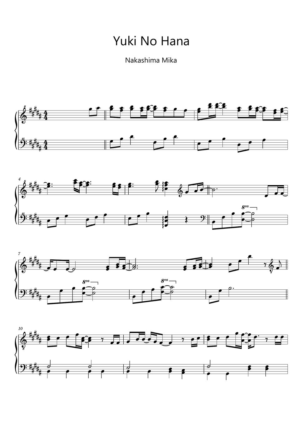 Mika Nakashima - Yuki No Hana (雪の華) (Sheet Music, MIDI,) Notenblatt by sayu