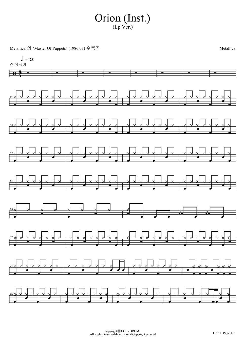Metallica - Orion Sheets by COPYDRUM