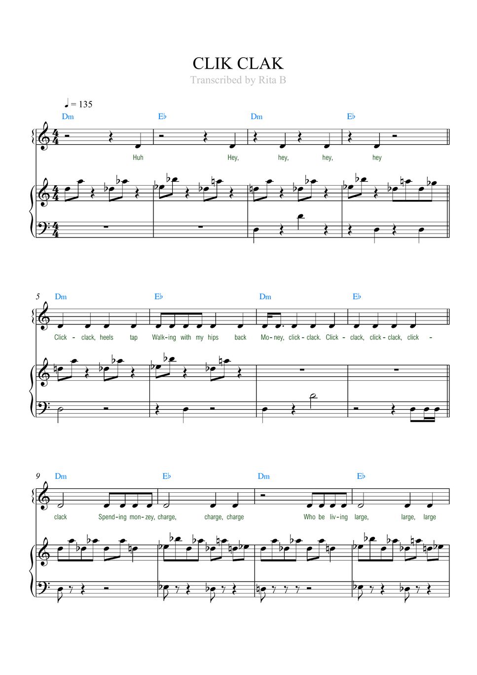 BABYMONSTER - CLIK CLAK (With lyrics and chords) Sheet Music by Rita B