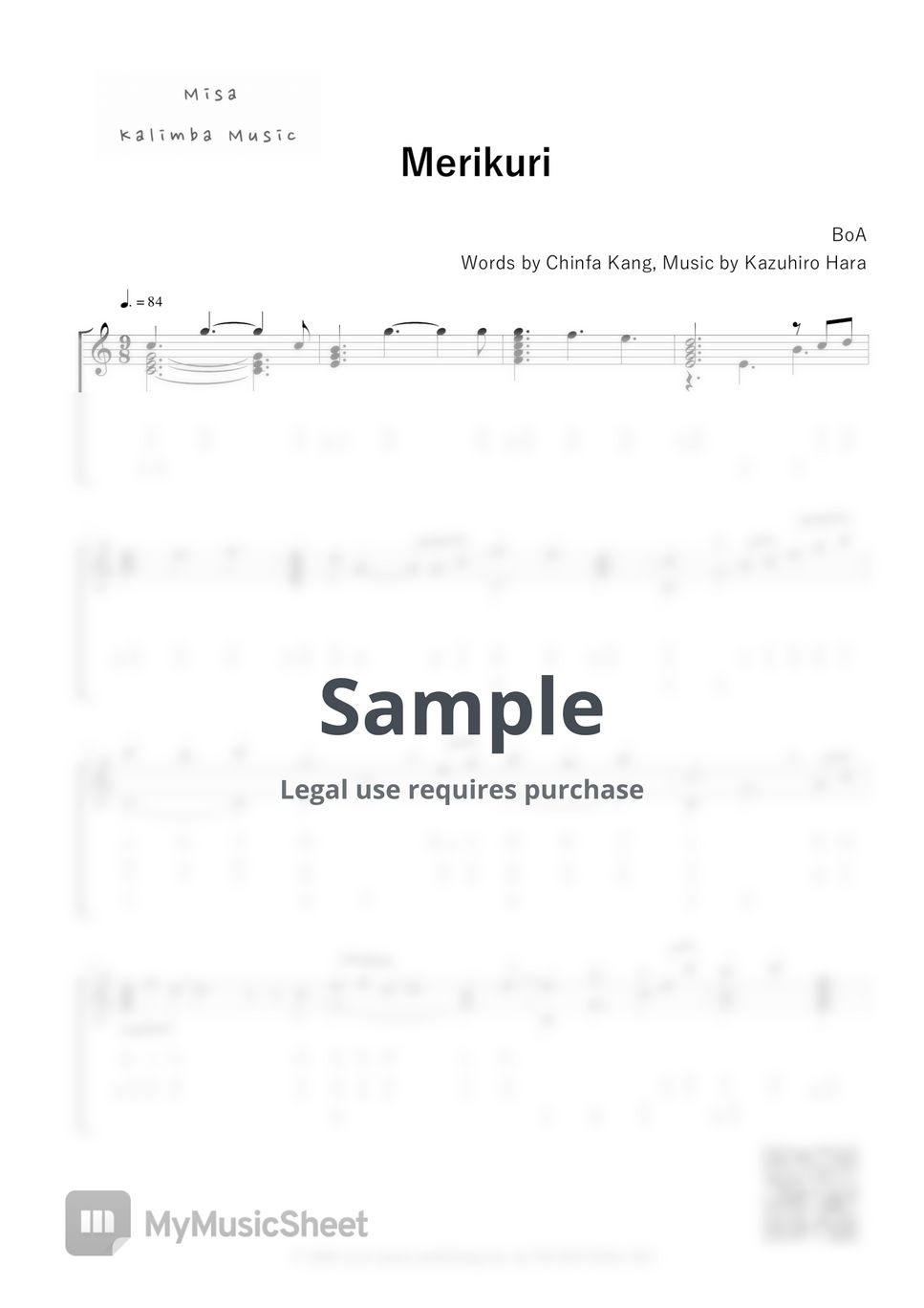 BoA - Merikuri / 17Keys Kalimba / Number Notation Sheets by Misa ...