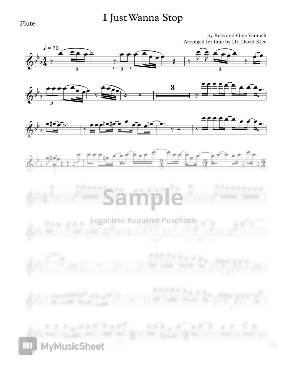 Gino Vannelli - I Just Wanna Stop 楽譜 by Dr. David Klee