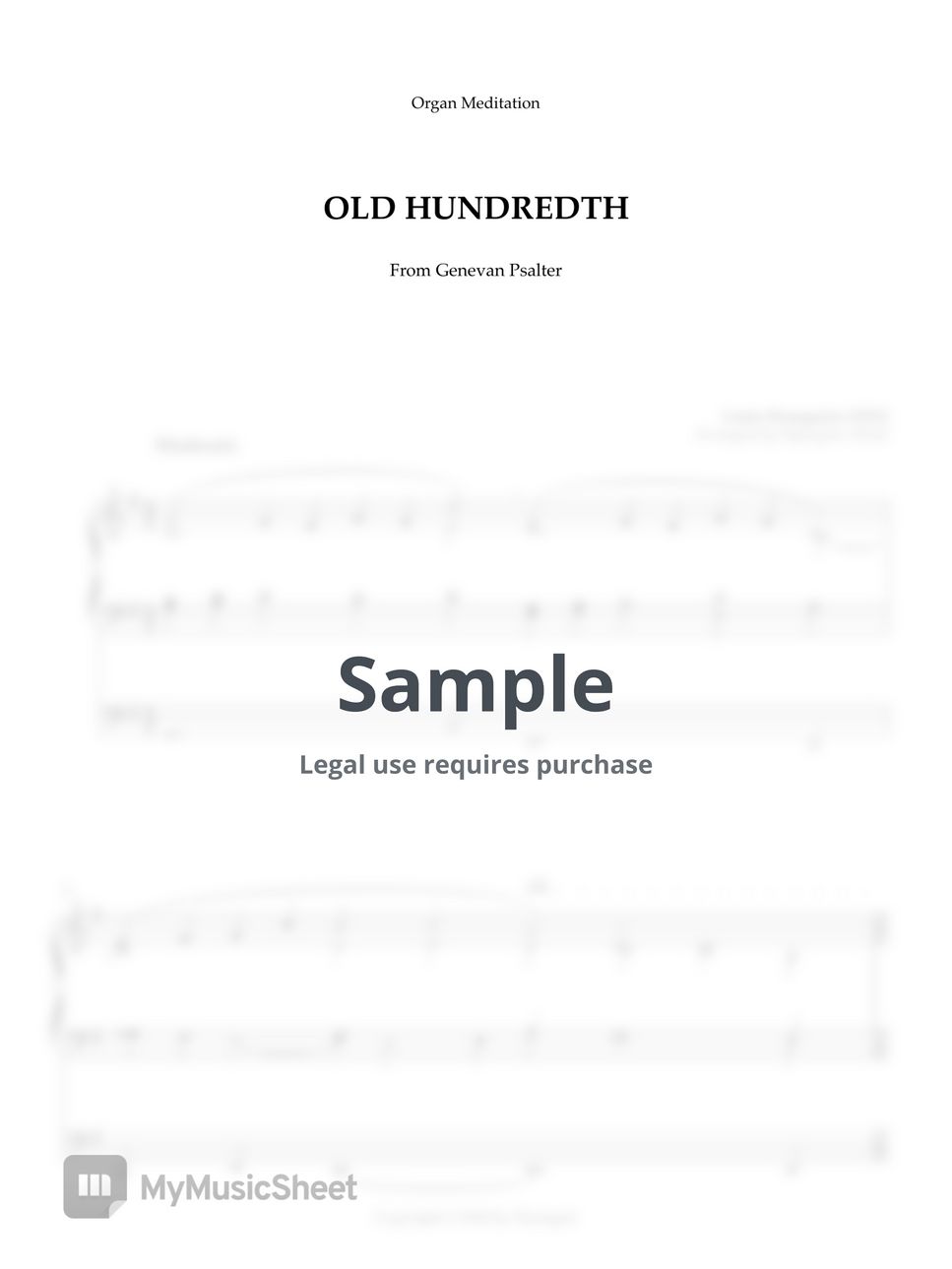 Louis Bourgeois - Old Hundredth (Choralvorspiel) แผ่น by Hyangmi