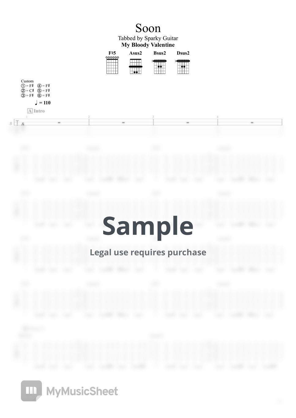 My Bloody Valentine - Soon Sheet Music by Sparky Guitar