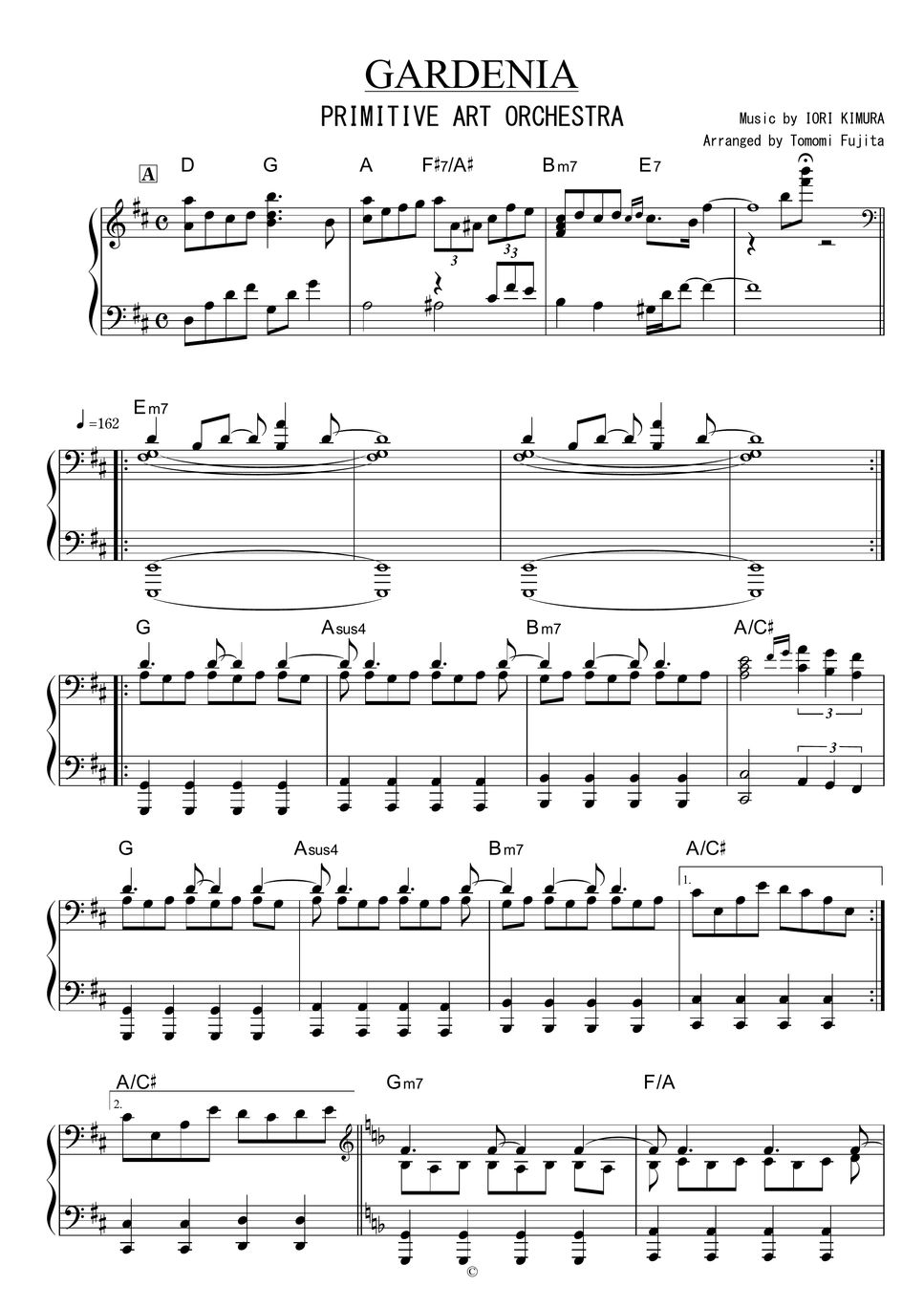 PRIMITIVE ART ORCHESTRA - GARDENIA Sheets by piano*score