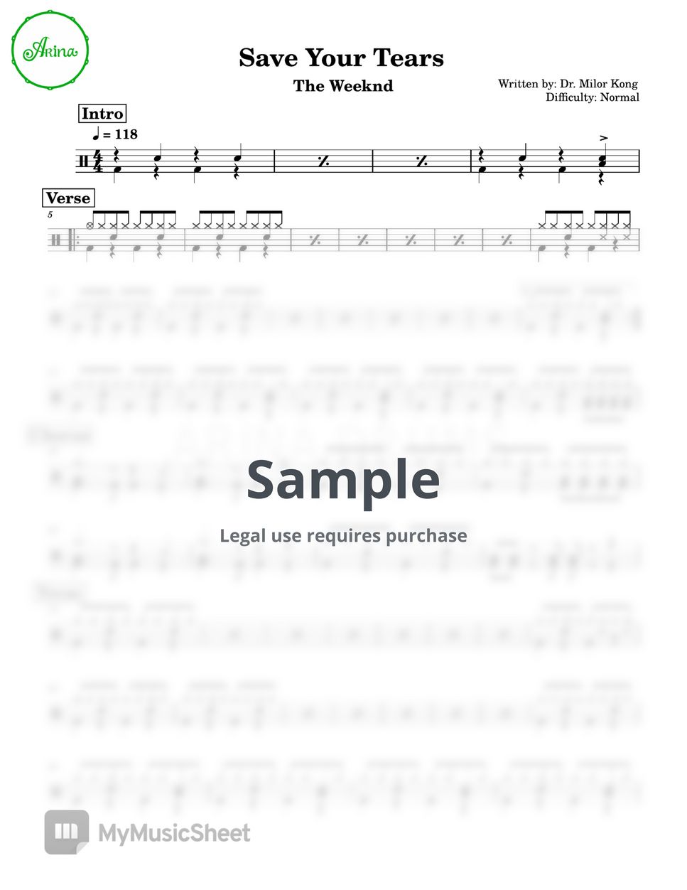 The Weeknd - Save Your Tears (Drum Cover) แผ่น by Dr. Milor Kong