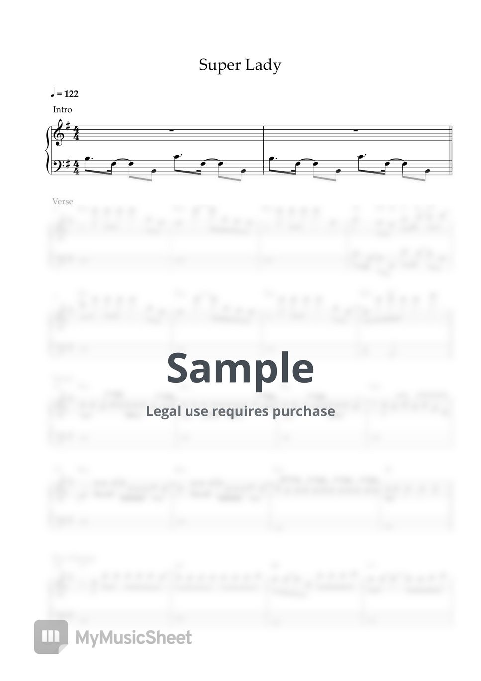 (G)I-DLE - Super Lady (EASY PIANO SHEET) Sheet Music by Pianella Piano