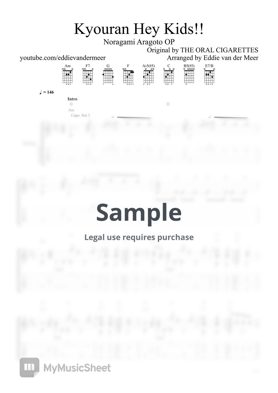 THE ORAL CIGARETTES - Kyouran Hey Kids!! (Noragami Aragoto OP) TAB+1 ...