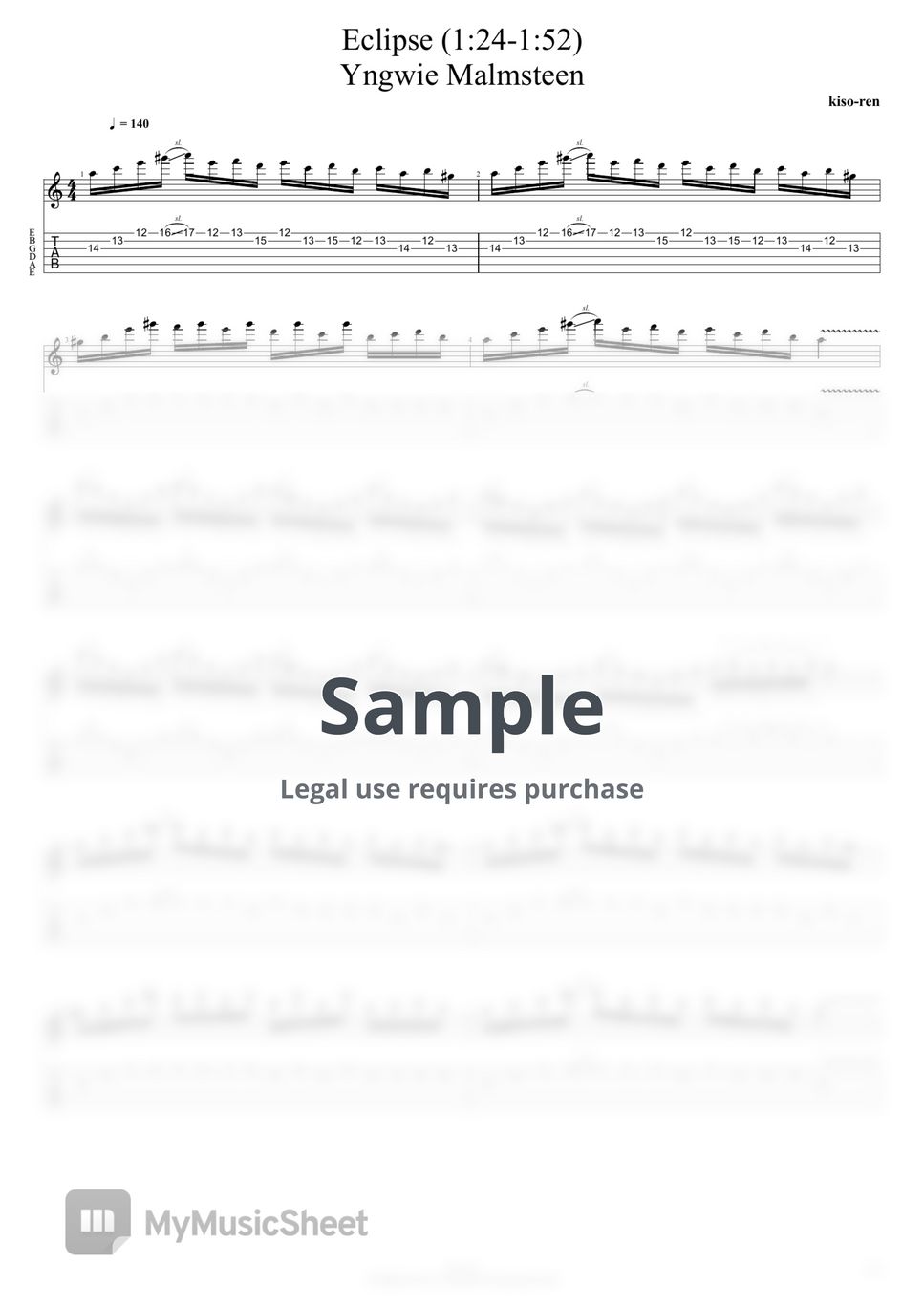 Yngwie Malmsteen - Eclipse - Yngwie Malmsteen 1:24 - 1:52 (TAB PDF ...