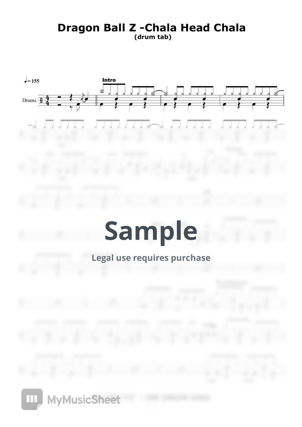 影山ヒロノブ - (龍珠Z)Dragon Ball Z - Chala Head Chala Sheets by ON DRUM UNO