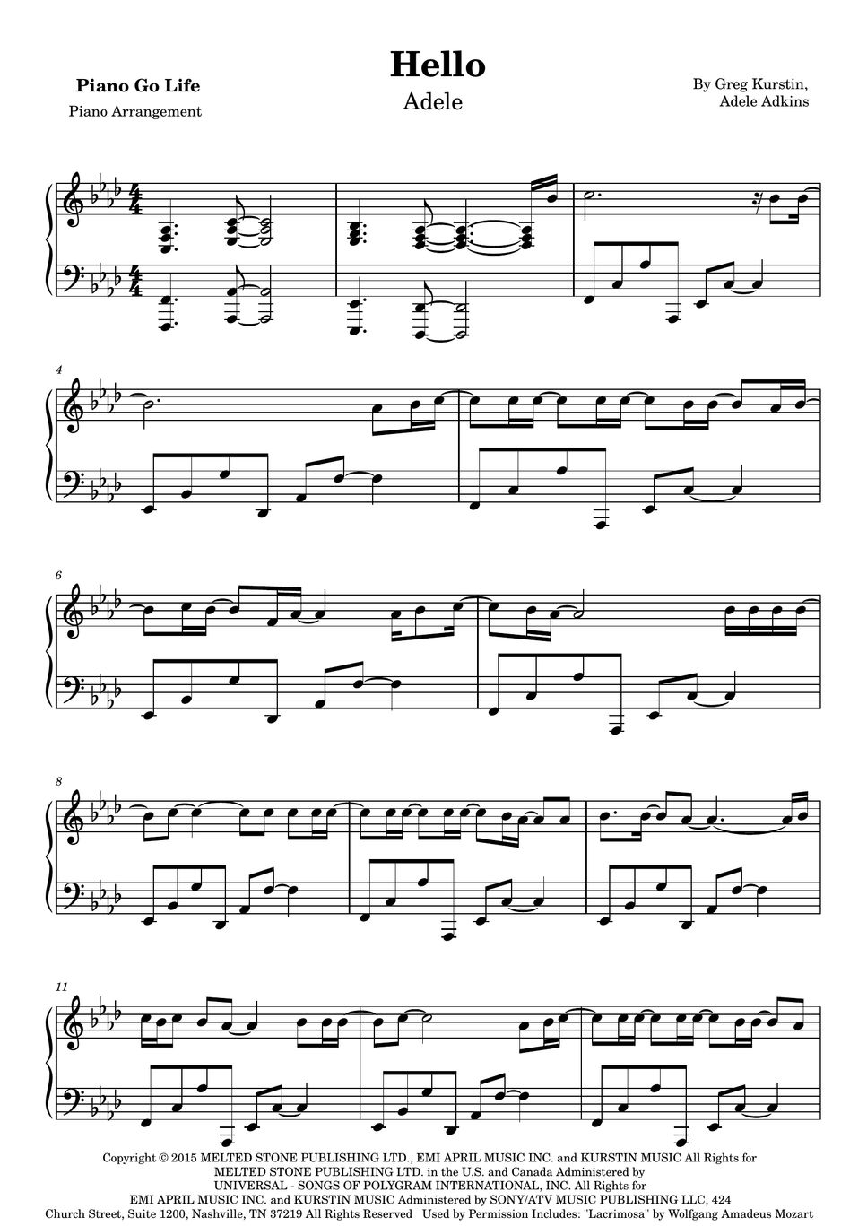 Adele - Hello 楽譜 by Piano Go Life