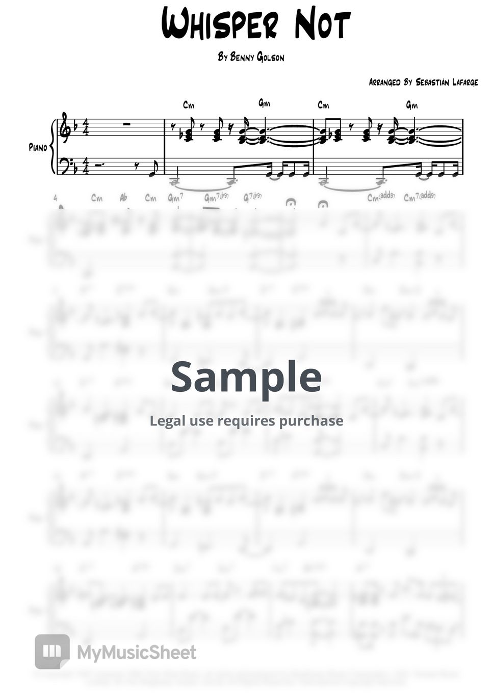 Benny Golson - Whisper Not (Jazz Piano solo) Sheet Music by Sebastián ...