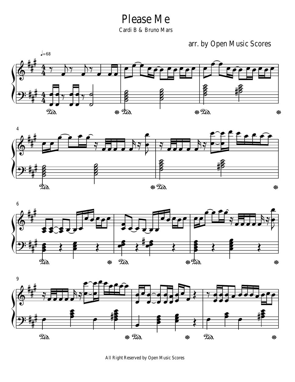 Cardi B & Bruno Mars - Please Me Sheet by Open Music Score