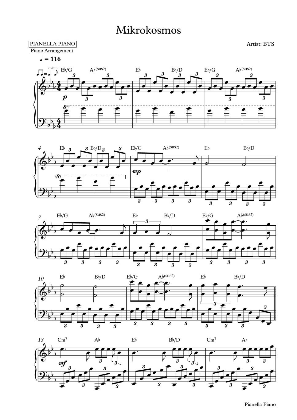 BTS - MIKROKOSMOS (Piano Sheet) Sheet by Pianella Piano