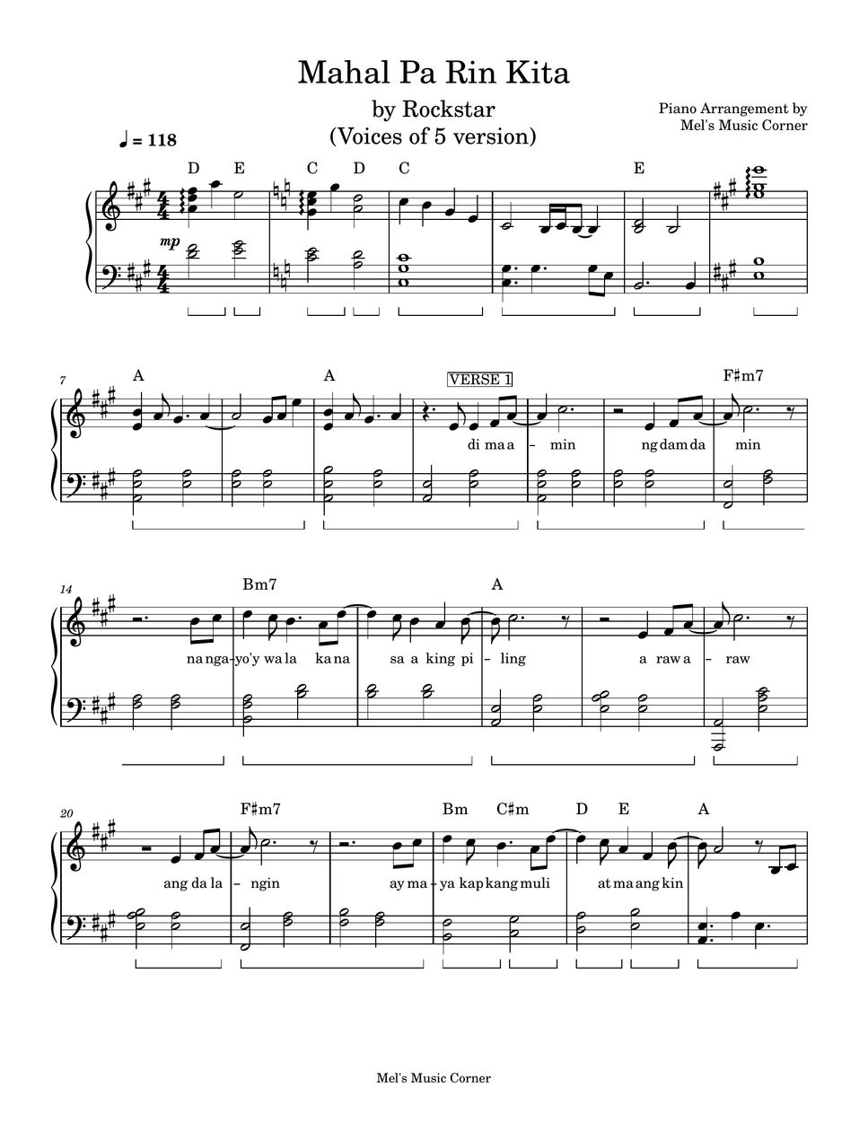 Rockstar Voice Of 5 Version Mahal Pa Rin Kita Piano Sheet Music
