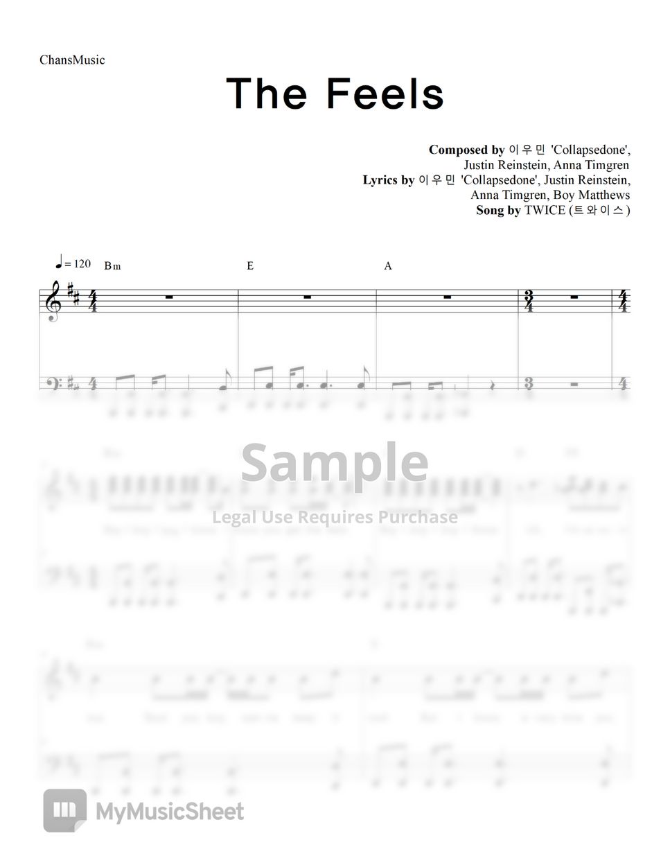TWICE - The Feels (with Lyrics) Sheet Music by ChansMusic